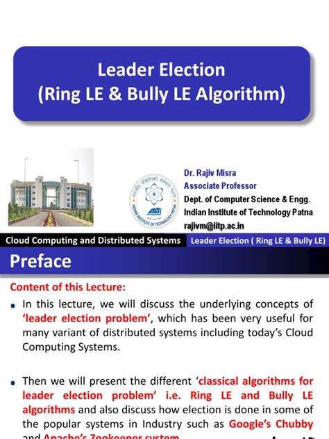 Leader Election Ring Le And Bully Le Algorithm Cloud Computing And Distributed Systems Pdf
