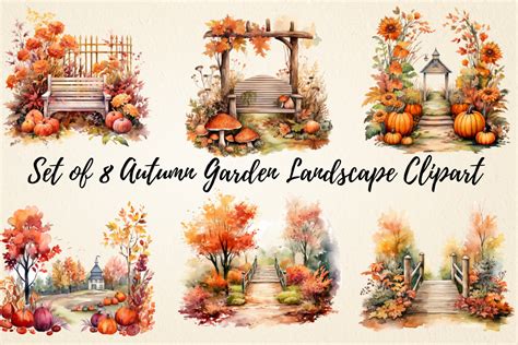 Autumn Garden Landscape Clipart Graphic By Pcudesigns · Creative Fabrica