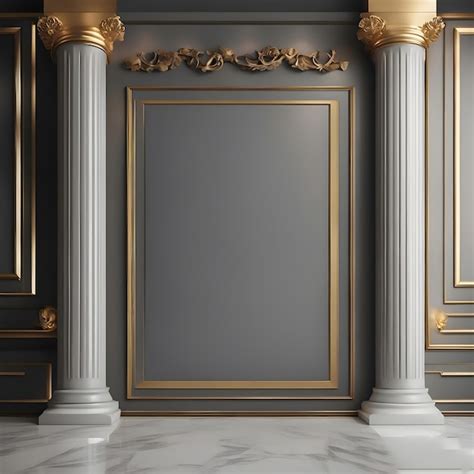 Premium Ai Image Wall Design Interior Frame Golden Column