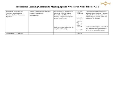 Plc Meeting Agenda Template Parahyena