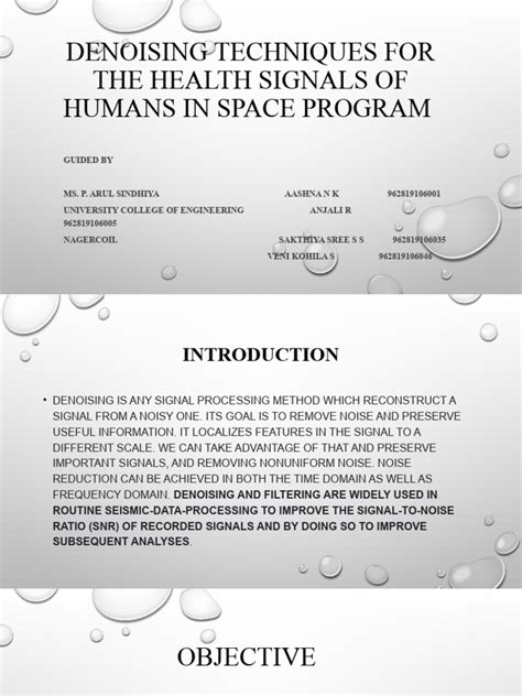Denoising Techniques For The Health Signals Of Humans In Space Program