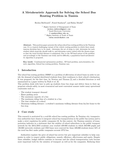 Pdf A Metaheuristic Approach For Solving The School Bus Routing
