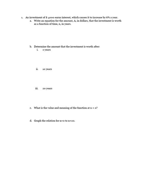 Trig And Exponential Functions Review Pdf Interest Function