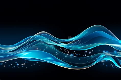 Abstract Blue Digital Dynamic Water Drop Wave On Dark Background Ai Generative Stock