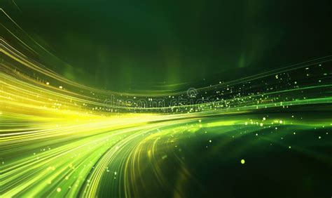 Dynamic Green Light Trails Abstract Background Glowing Lines Vibrant Colors Smooth Curves