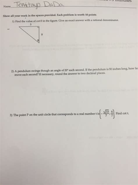 Solved Find The Value Of Cot Theta In The Figure Give An Chegg