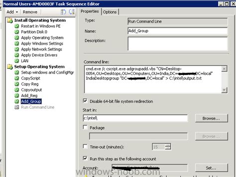 Join Computer To Ad Security Group Using Vbs During Os Task Sequence Configuration Manager