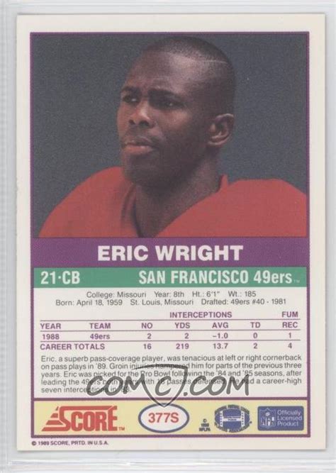 1989 Score Supplemental [base] 377s Eric Wright