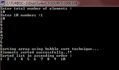 C Programming Code For Bubble Sort