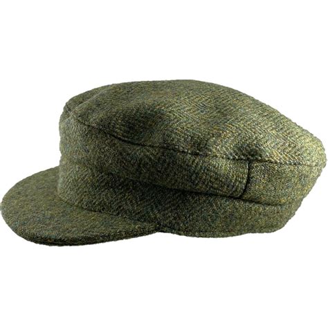 Hanna Hats Skipper Cap Grass Green Herringbone Tweed Clothing Caps Hats At Irish On Grand