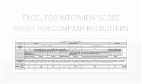 Excel For Interview Score Sheet For Company Recruiters Excel Template And Google Sheets File For