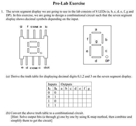 Solved Pre Lab Exercise The Seven Segment Display We Are Chegg