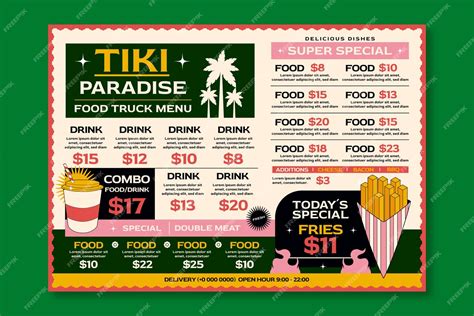 Free Vector Hand Drawn Bar Horizontal Menu Template Design