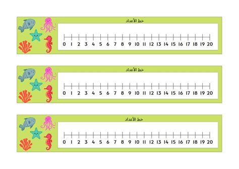 ورقة عمل خط الأعداد المعلمة أسماء