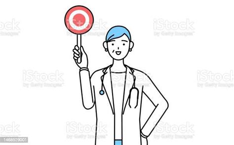 청진기가 달린 흰 코트를 입은 여성 의사 정답을 보여주는 가단성 막대기를 들고 있는 선배 중년 베테랑 건강 진단에 대한 스톡 벡터 아트 및 기타 이미지 Istock