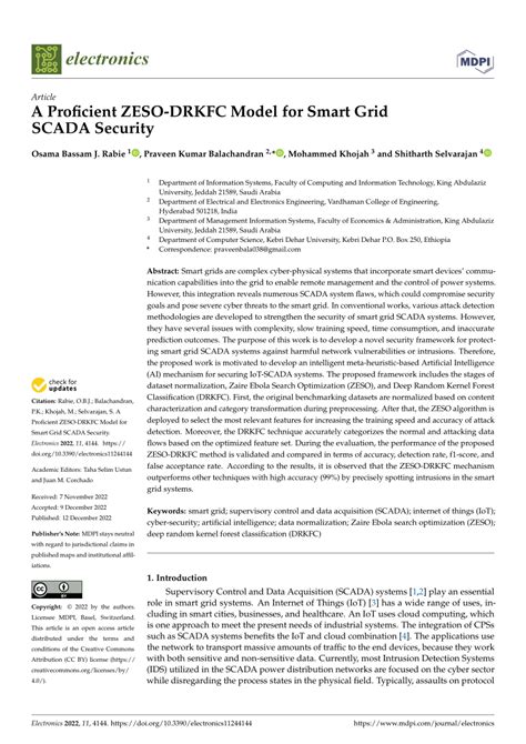 Pdf A Proficient Zeso Drkfc Model For Smart Grid Scada Security