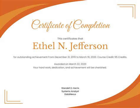 Free Certificate Of Completion Template To Edit Online