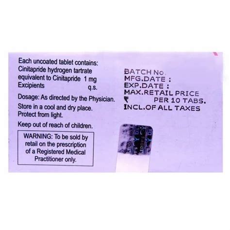 Cinitapride 1mg Kinpride 1mg Tablet At ₹ 125box In Nagpur Id