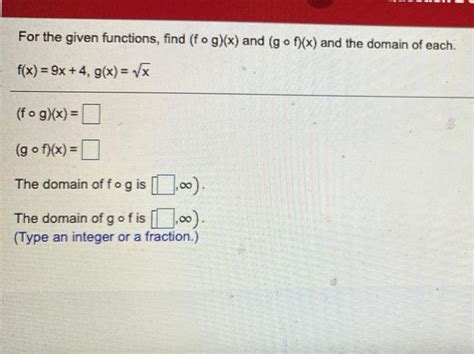 Solved For The Given Functions Find Fog X And Gof X Chegg Com