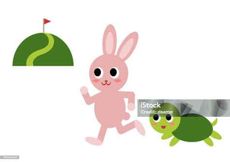토끼와 거북이의 벡터 일러스트 레이 션 동화 속 캐릭터 토끼와 거북이 경주 육지거북에 대한 스톡 벡터 아트 및 기타 이미지 육지거북 토끼 그림책 Istock