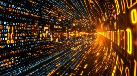 Futuristic Digital Data Tunnel Flow Of Binary Code In A Cyberspace Network Stock Illustration