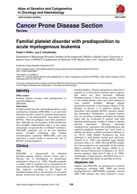 Pdf Familial Platelet Disorder With Predisposition To Acute
