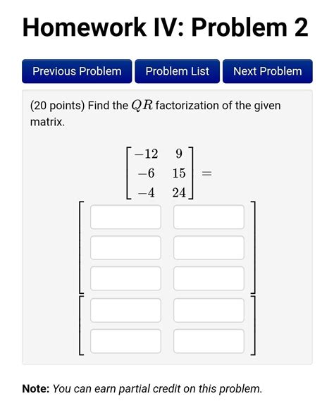 solved homework iv problem 2 20 points find the qr
