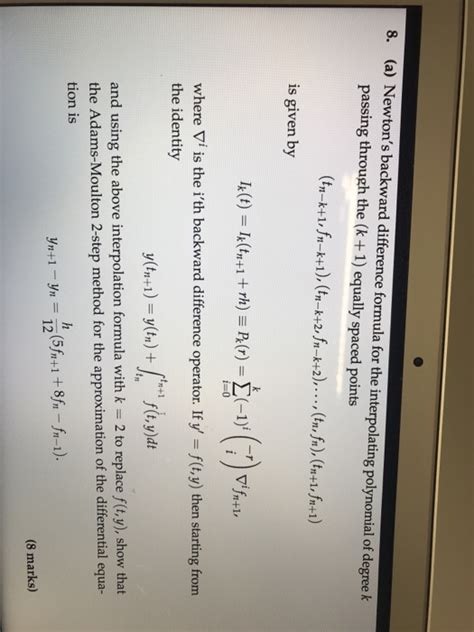 8 a newton s backward difference formula for the