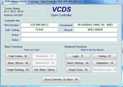 Passat B Airbag Fault VCDS RMS Motoring Forum
