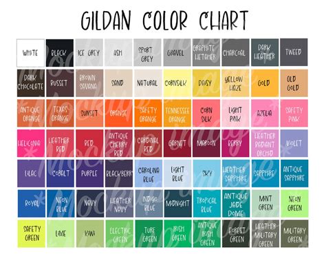 Gildan Color Guide Cute Gildan Colour Chart Fun Gildan Colour Guide