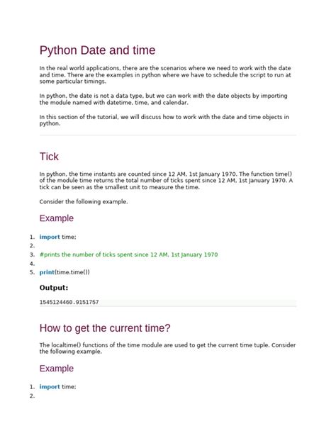 Python Date And Time Handling Guide Pdf Python Programming
