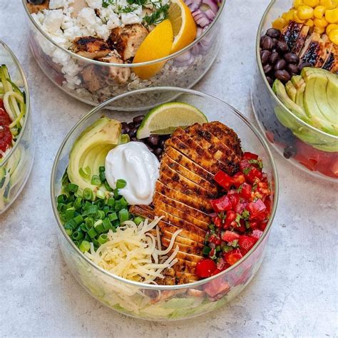 🍗grilled Chicken Burrito Salad Bowls 😍 Chicken Meal Prep Clean Food