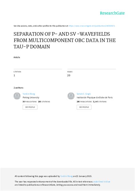 Pdf Separation Of P And Sv Wavefields From Multi Component Seismic