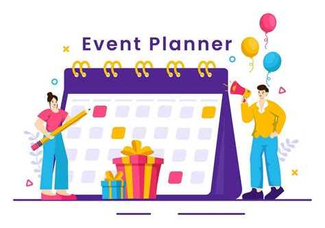 Event Planner Vector Illustration With Planning Schedule Time Management Business Agenda And