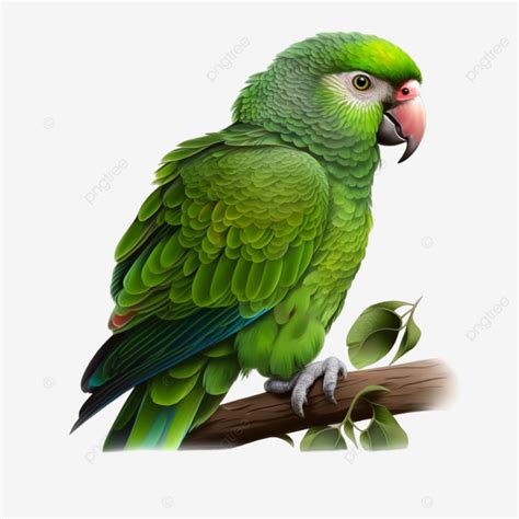 Green Parrot Standing On The Branch Green Parrot Standing On The