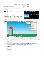 Lab Activity PhET Projectile Motion Docx PhET Simulation Projectile Motion Name Mohammed