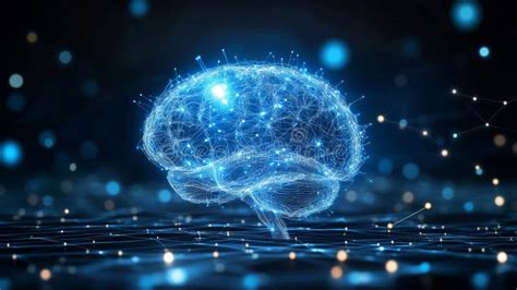 Abstract Digital Brain Network Representation Stock Illustration
