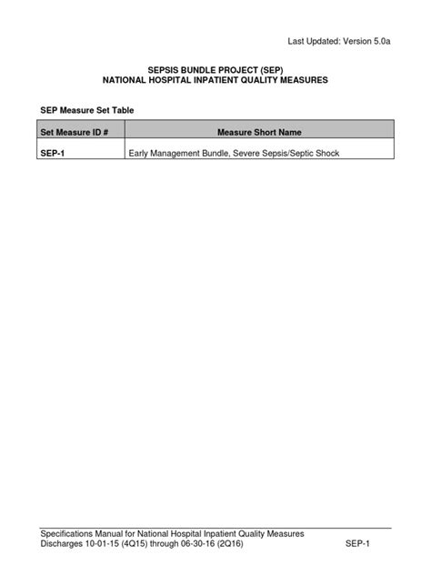 Sepsis Bundle Project Measure Guidelines Pdf Sepsis Shock