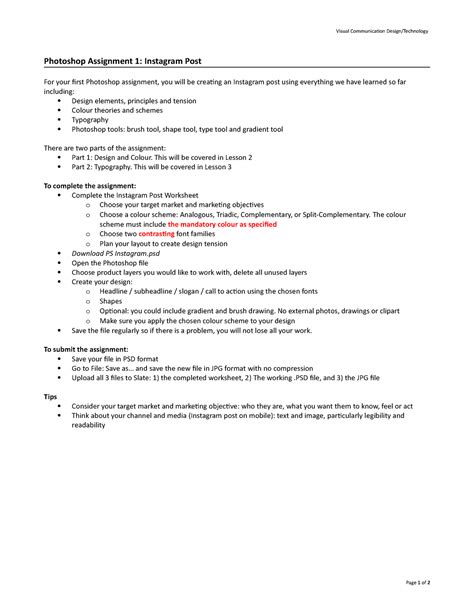 Ps Instagram Assignment Brief Visual Communication Designtechnology