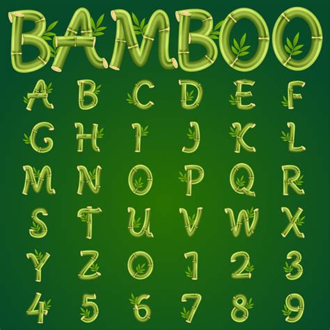 Bamboo Alphabet With Number Vector Free Download
