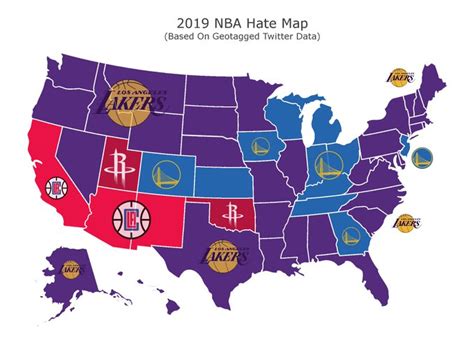 Map Of Nba Teams In The State College Basketball Fan Map