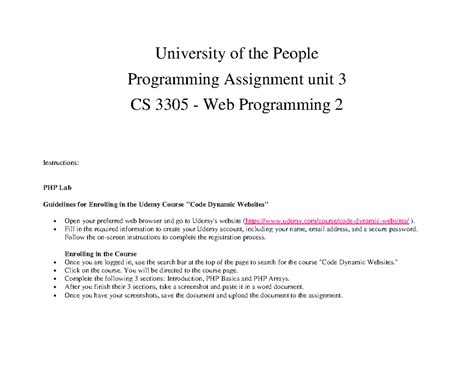 Cs 3305 Programming Assignment Unit 3 Php Lab Instructions Studocu