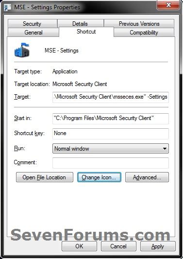 Microsoft Security Essentials Settings Create Shortcut Tutorials