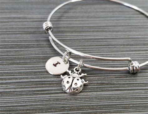 Ladybug Bangle Lady Bug Charm Bracelet Expandable Bangle Etsy
