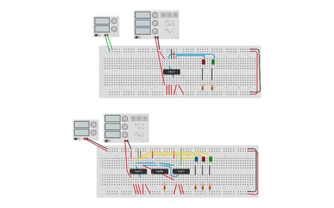 circuit design contador síncrono binario de 2 bits y de 3 bits tinkercad