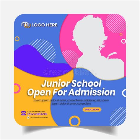 Creative Trendy School Admission Social Media Post Design Stock Vector Illustration Of