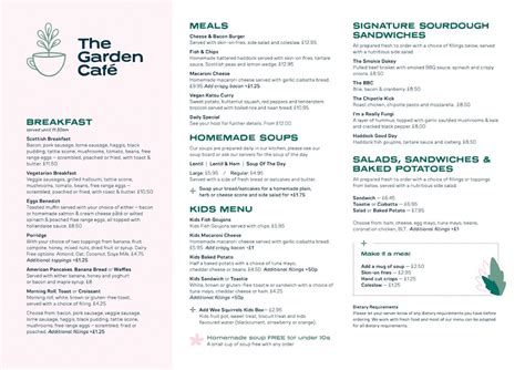 Menu At The Garden Cafe Glencarse