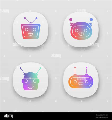 Chatbots App Icons Set Uiux User Interface Talkbots Laughing