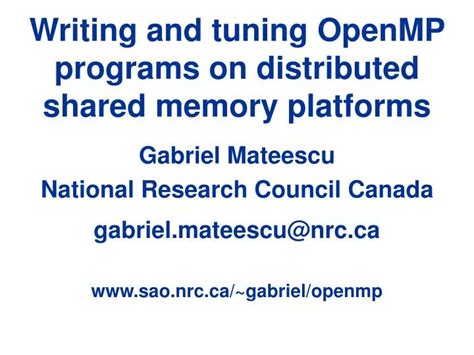 Ppt Writing And Tuning Openmp Programs On Distributed Shared Memory
