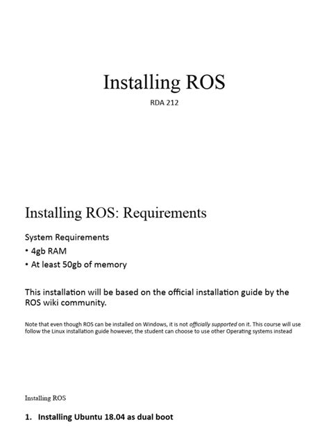 Installing Ros Pdf